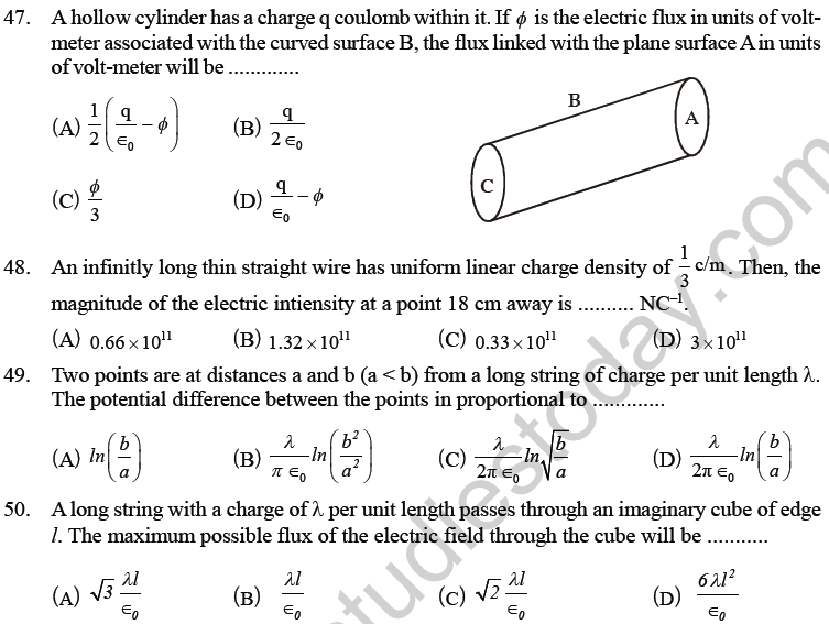 NEET UG Physics Electrostatics MCQs with Answers